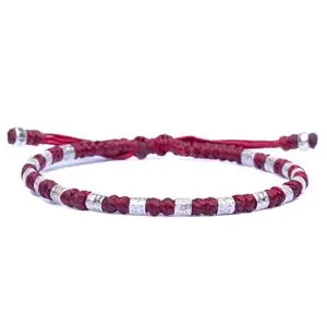 HARBOUR UK Yule Viking Silver Rope Bracelet - Red