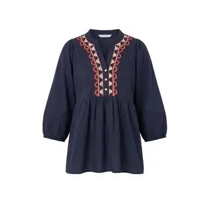 Adrift Clothing Elodie Smock Blouse In Nocturne - Blue