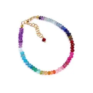 MINERALGEMS ✩ STUDIO Red / Blue Rainbow Bracelet With Precious Gemstones - Red/blue