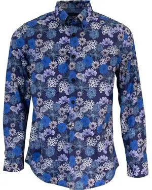LORDS OF HARLECH Morris Jardin Shirt In Skipper - Blue