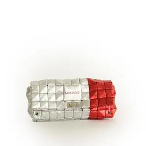 MONADE Red / Silver Pouch Bag Shine Silver & Red - Red/silver