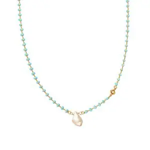 ALEXIE OF ATHENS Love Knot Pearl Necklace - Blue