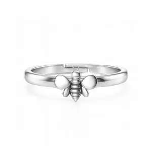 UNALOE Sterling Small Bee Ring – Adjustable Symbolic Nature-inspired Ring - Silver