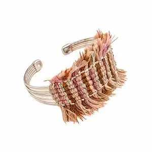RARE MATTERS JEWELRY Brown / Neutrals / Silver Handwoven Wire Cuff Bracelet - Brown/silver