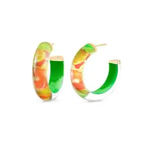 GOLD & HONEY Green / Gold / Yellow Sour Lucite Hoops - Green/gold/yellow