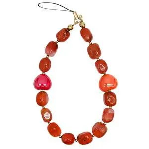 FARRA Nugget Agate With Hearts Phone Strap - Red