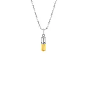 TRUE ROCKS Silver / Gold Small Pill Pendant 2tone Sterling Silver & 18kt Gold-plated On Silver Chain - Silver/gold