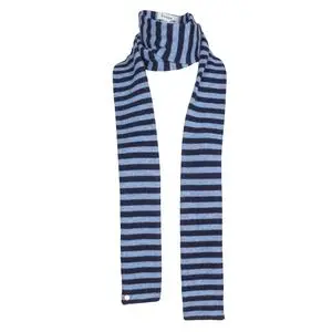 TIRILLM Pippi Long Trendy Pure Cashmere Scarf, Navy And Denim Stripes - Blue