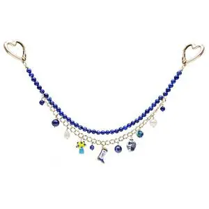 FARRA Lapis With Mushroom And Boots Double Layers Chain Bag Charm - Blue