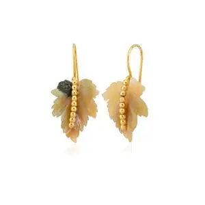 MILOU JEWELRY Agate Leaf Earrings Ecru - Beige