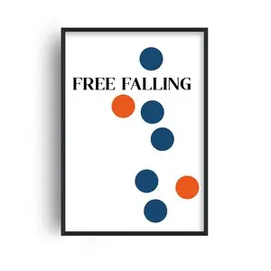 FANCLUB Blue / Red Free Falling Giclée Retro Inspired Art Print A3 - Blue/red