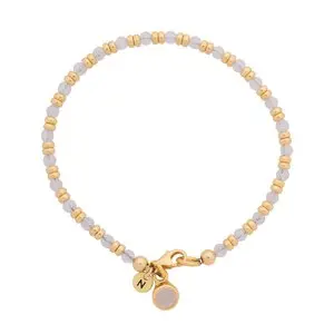 NELLOU JEWELLERY Neutrals Linear June Birthstone Bracelet Moonstone Gold Plated Sterling Silver - Gray/yellow