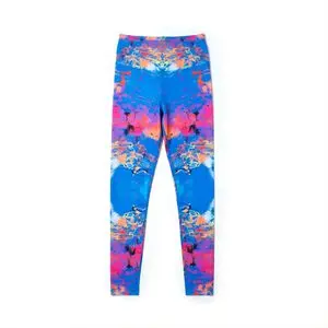 LILIA MUNN High Waisted Leggings – | Coral Reef Print - Blue
