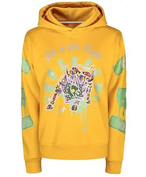 MIRACLES MANIFESTER Inspirational Affirmation Hoodie With Reflective Design Yellow