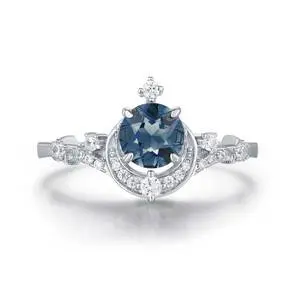 AZURA JEWELRY NEW YORK Luna Twilight London Blue Topaz Ring White Gold Vermeil - Silver