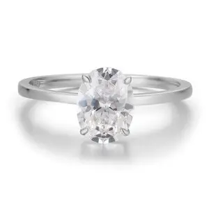 AZURA JEWELRY NEW YORK Hidden Ruby Heart Oval Moissanite Solid White Gold Ring Silver