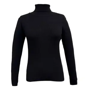 CHUKS COLLINS Osa's Turtleneck Sweater – Ribbed Knit In & Tan - Black
