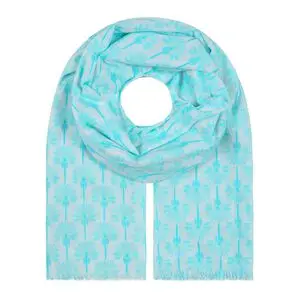 LUELLA FASHION Neutrals Large Cotton Scarf Printed Pattern Aqua - Blue