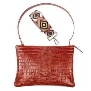 SJW BAGS LONDON Sjw Bags London Croc-Embossed Leather Bag With Interchangeable Straps Brown
