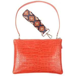 SJW BAGS LONDON Sjw Bags London Croc-Embossed Leather Bag With Interchangeable Straps Orange
