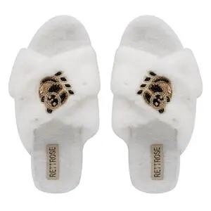 RETTROSE Plush Diamanté Embellished Slipper