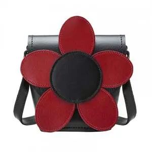 ZATCHELS Black / Red Handmade Leather Daisy Barrel Bag Poppy Red - Black/red