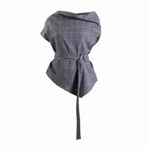 MEEM LABEL Theo Grid Asymmetric Top - Grey