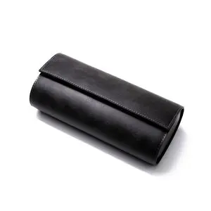 ROARCRAFT Leather Travel Watch Case Coal Triple Watch Roll - Grey