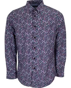 LORDS OF HARLECH Morris Ditzy Daisy Shirt In Skipper - Blue