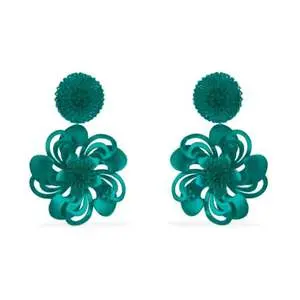 Pat’s Jewelry Pompom Flower Earrings - Green