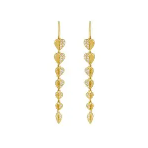 DINNY HALL Folded Heart Lab-created Diamond Column Drops - Gold