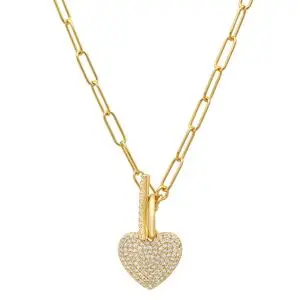 KYLIE HARPER Paperclip Toggle Heart Diamond Necklace - Gold