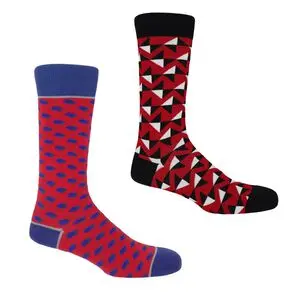 PEPER HAROW - MADE IN ENGLAND Triangle & Disruption Scarlet Socks Bundle - Red
