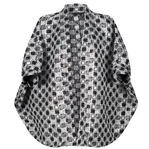 LIONESS BY TF Black / Silver Black Squared Short Kimono Jacket - Black/silver