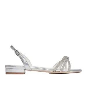 GINISSIMA Daisy Sandals, Genuine Leather, Round Toe - Silver
