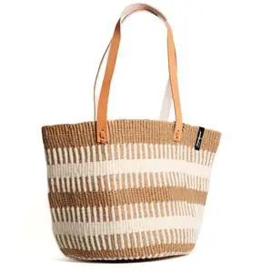 MIFUKO White / Brown Pamba Shopper Basket - White/brown