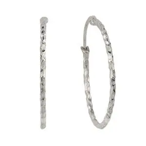 CHARLOTTE'S WEB JEWELLERY Jodhpur Hammered Hoop Earrings - Silver