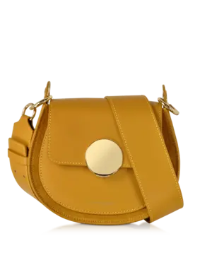 LE PARMENTIER Yucca Suede & Leather Shoulder Bag - Mustard Yellow