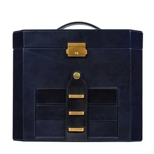 TIME RESISTANCE Large Leather Jewelry Box A Handful Of Dust - Blue