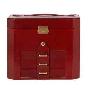 TIME RESISTANCE Large Leather Jewelry Box A Handful Of Dust - Red