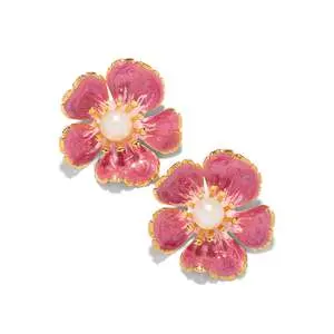 THE PINK REEF Small Hand Painted Floral In Dusty Rose - Red
