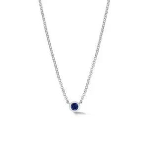 DOWER & HALL Blue Sapphire Round Dewdrop Pendant In Sterling - Silver
