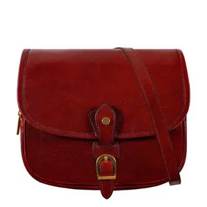 TIME RESISTANCE Leather Saddle Bag In In Love - Red