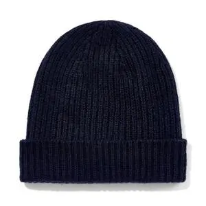 PAUL JAMES KNITWEAR 100% Cashmere Ribbed Beanie Hat - Black
