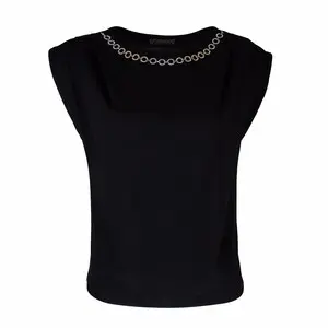 LALIPOP DESIGN Adjustable Chain Embellished Cap-sleeve T-shirt