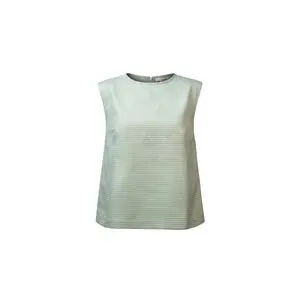 STOVARIA Pure Silk Textured Structured Sleeveless Top - Green