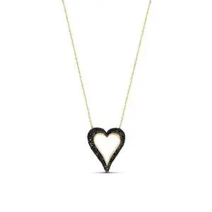 SHYMI Pave Cutout Wide Heart Necklace - Black