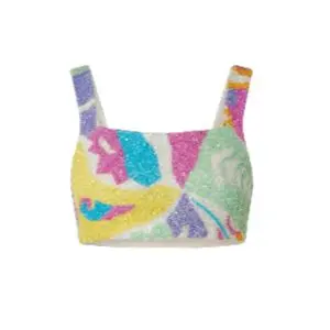 OCEANUS SWIMWEAR Azure Beaded Crop Top