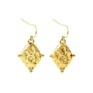 SEVEN SAINTS Taurus Vintage-style Dangle Earrings, Gold Plated - Silver