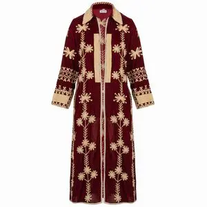ANTRA DESIGNS Suki Claret Silk Velvet Coat - Red